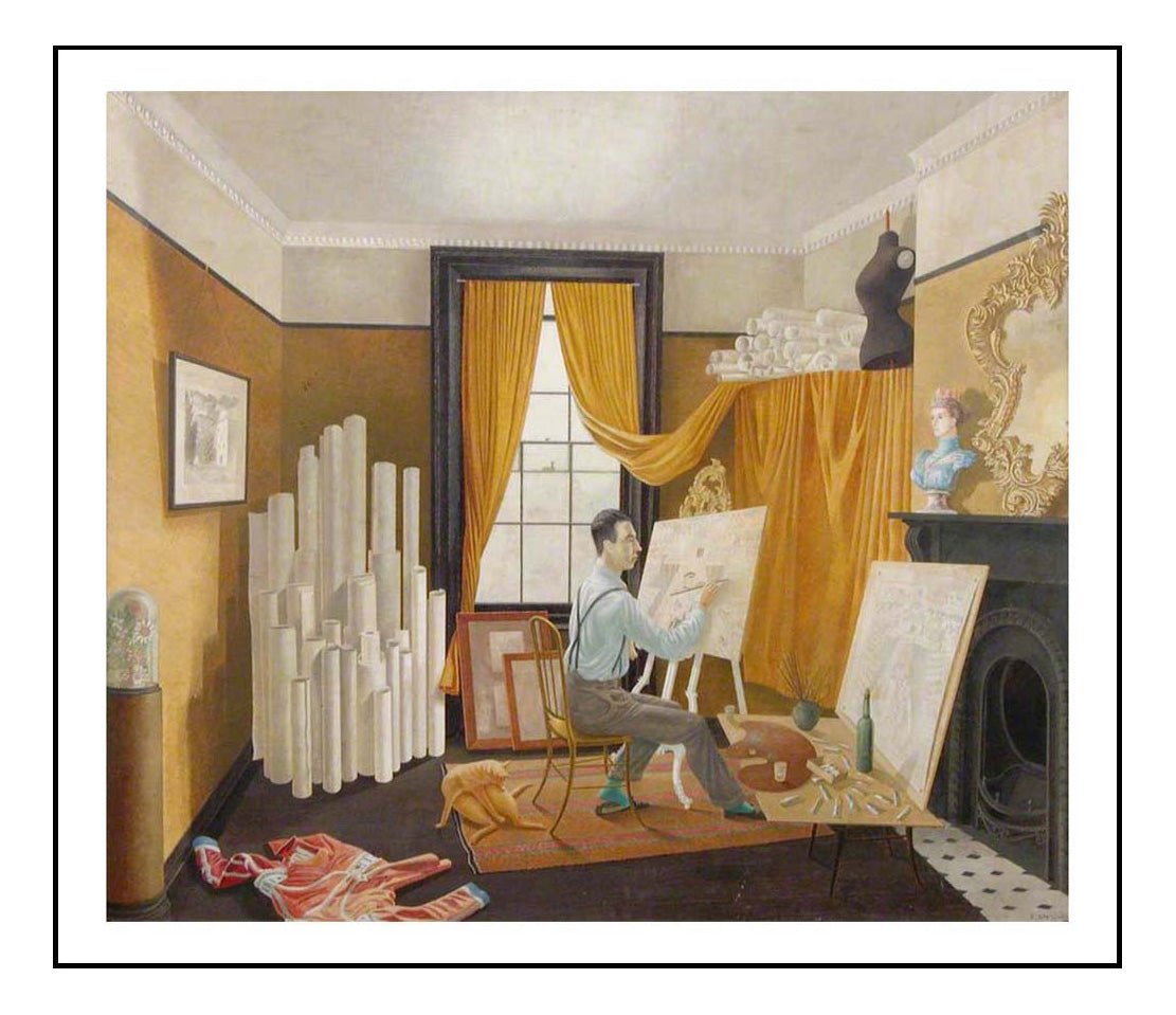 Edward Bawden in His Studio by Eric Ravilious, vintage art, A3 (16x12"