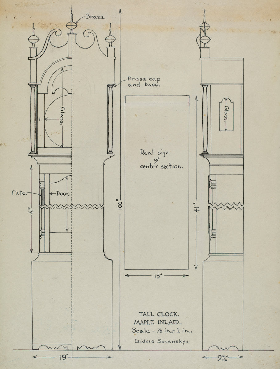 Tall Clock by Isidore Sovensky (American, active c. 1935), 16X12"(A3)P ...