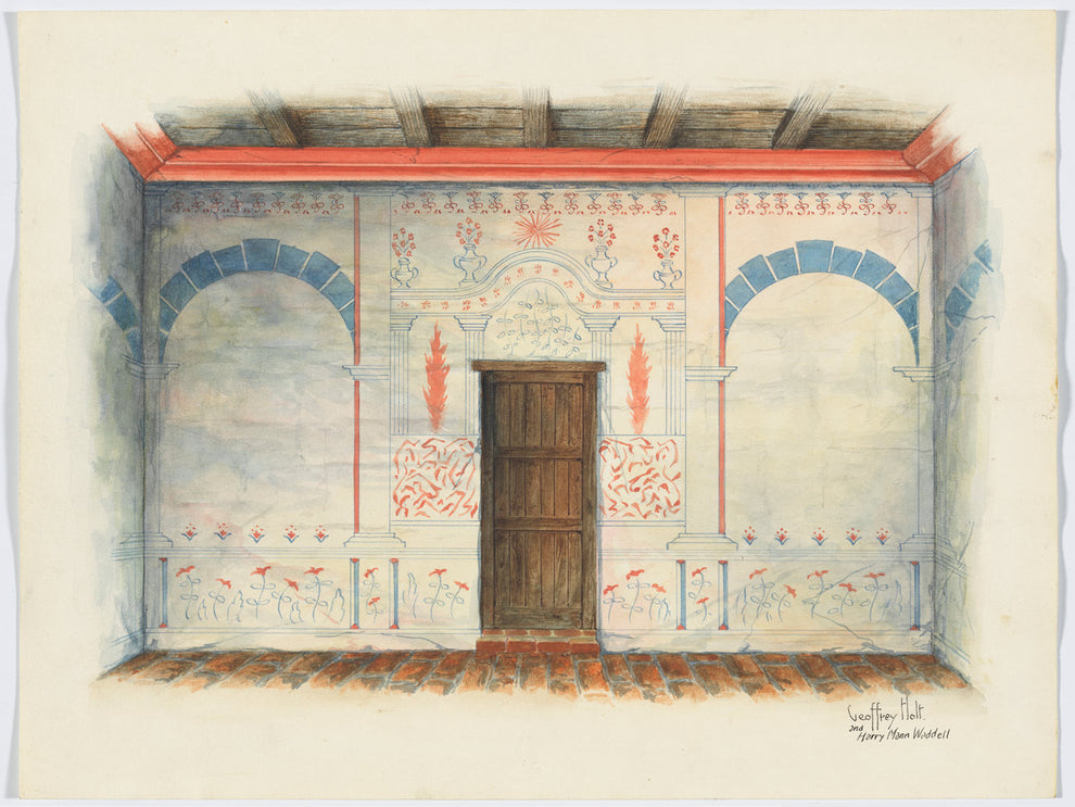 Restoration Drawing: Wall Painting; Door by Geoffrey Holt and Harry Ma ...